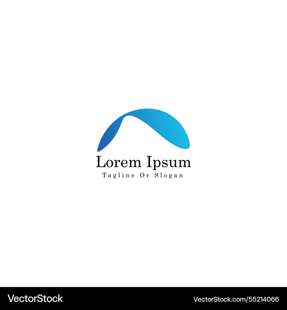 Minimalist abstract logo with blue wave Royalty Free Vector