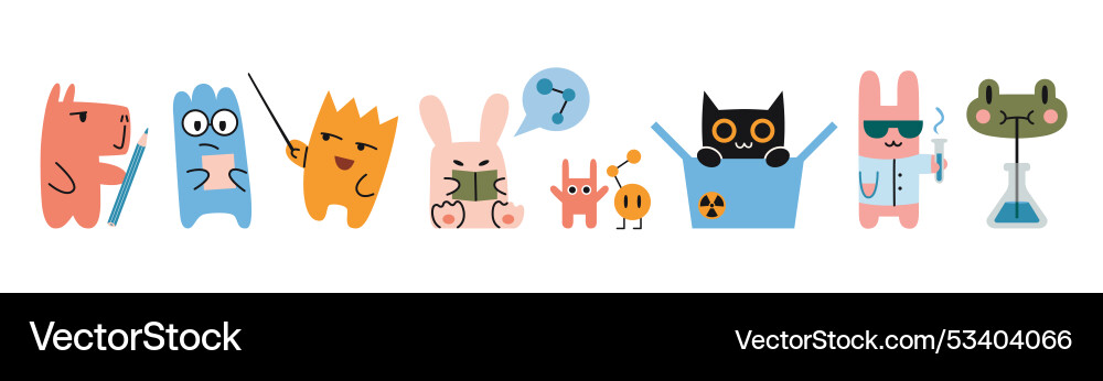 Set of cute funny characters education and study Vector Image