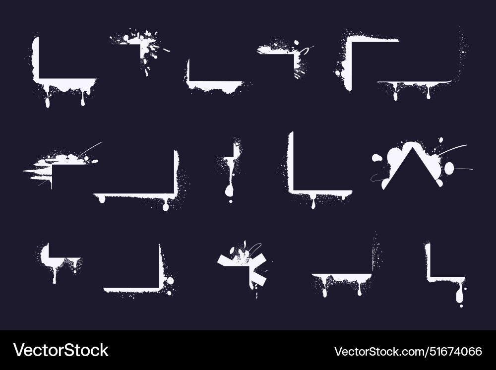 Stencil corners spray corner overlay squares Vector Image