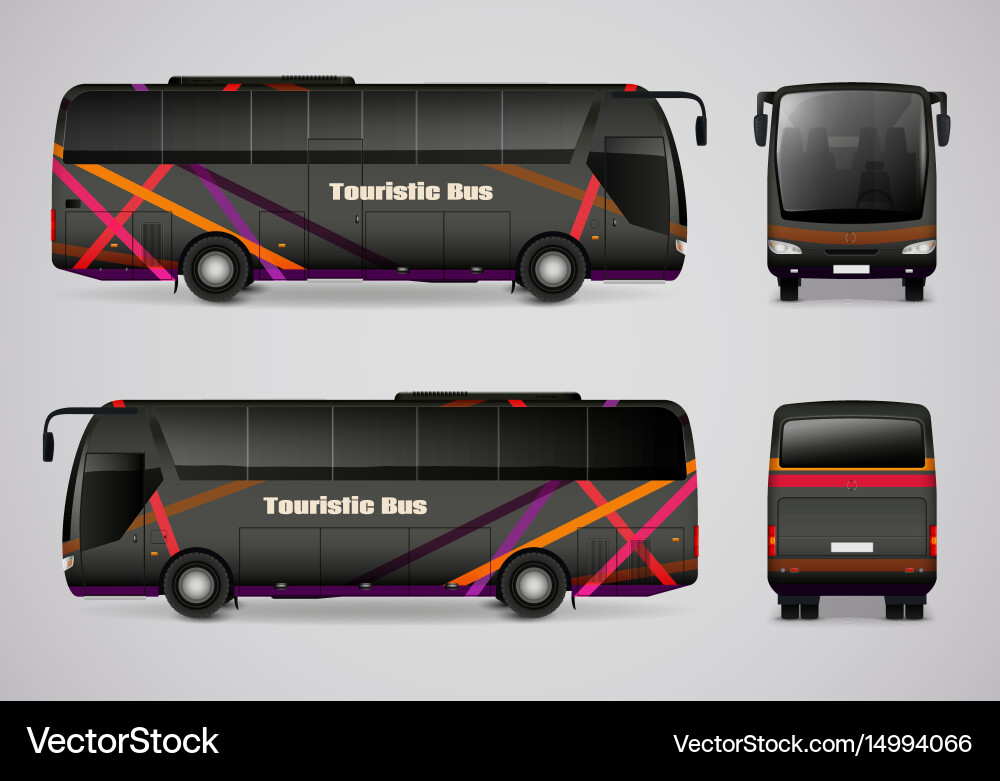 Touristic bus from all sides Royalty Free Vector Image