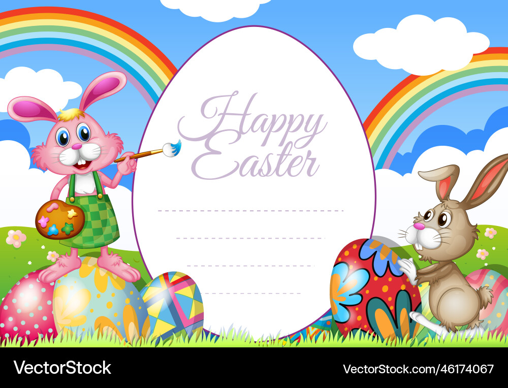 Cute happy easter day postcard template Royalty Free Vector