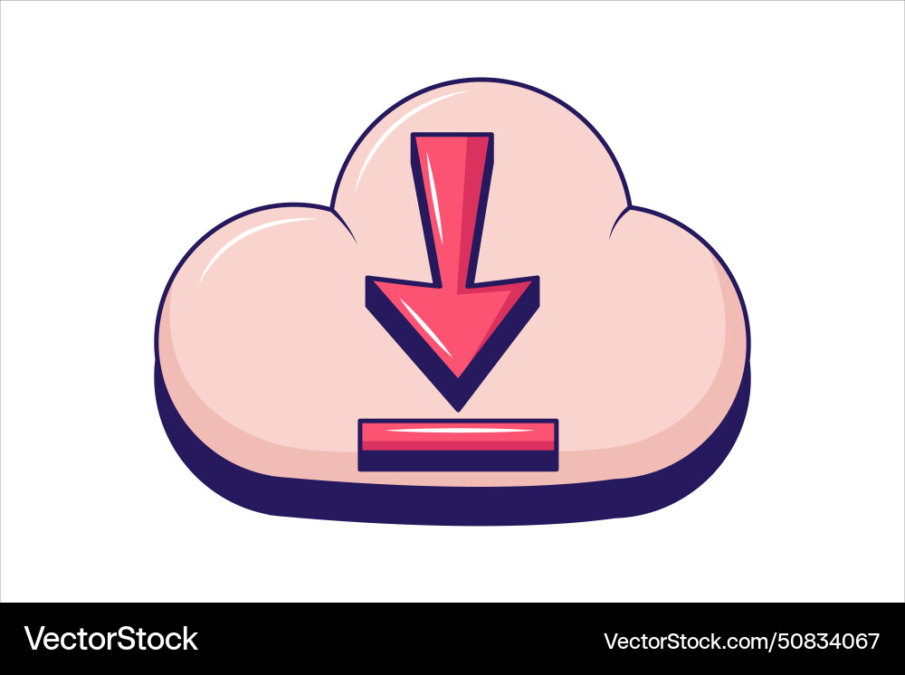 Download button social media flat sticker design Vector Image