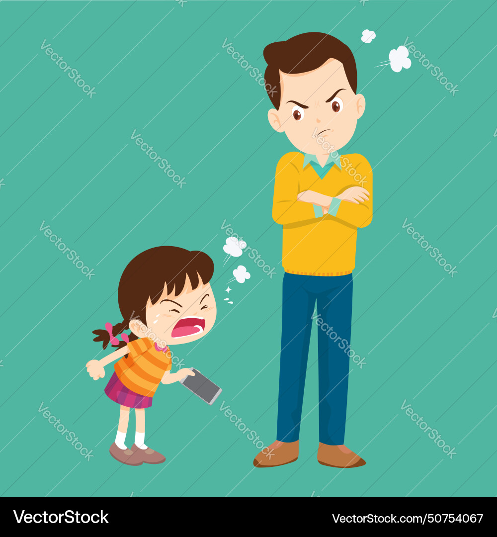 Parent angry to kid addicted phone Royalty Free Vector Image