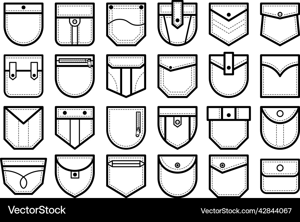 Patch pocket shirt and pants clothes pockets Vector Image