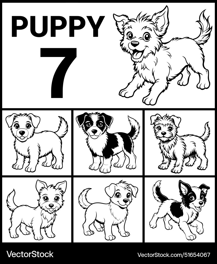 Puppy outline set detailed – Royalty-Free Vector | VectorStock