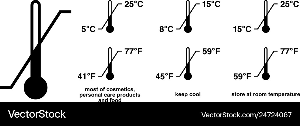 Storage temperature range symbol black Royalty Free Vector