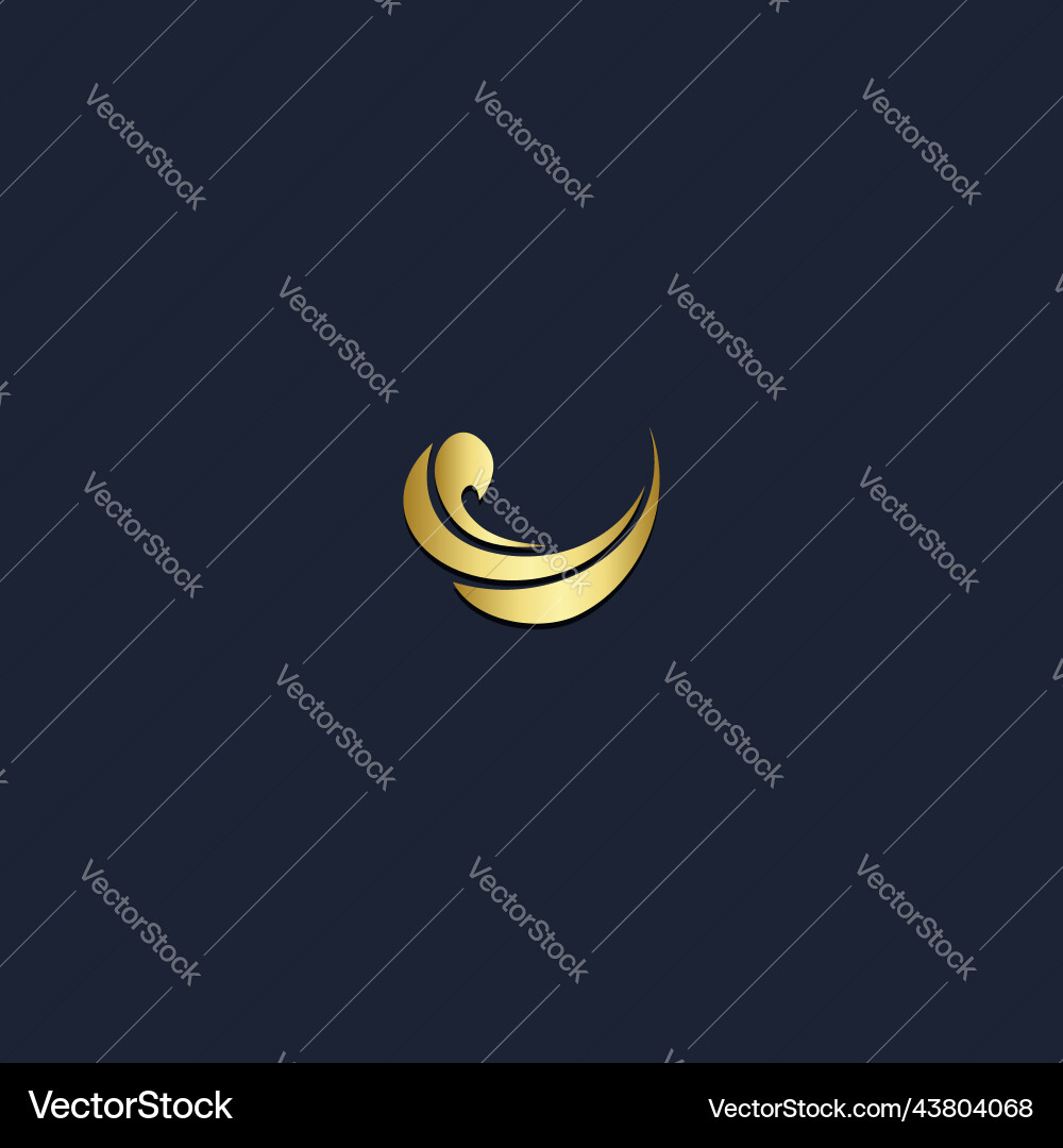 Abstract luxury wave gold logo Royalty Free Vector Image