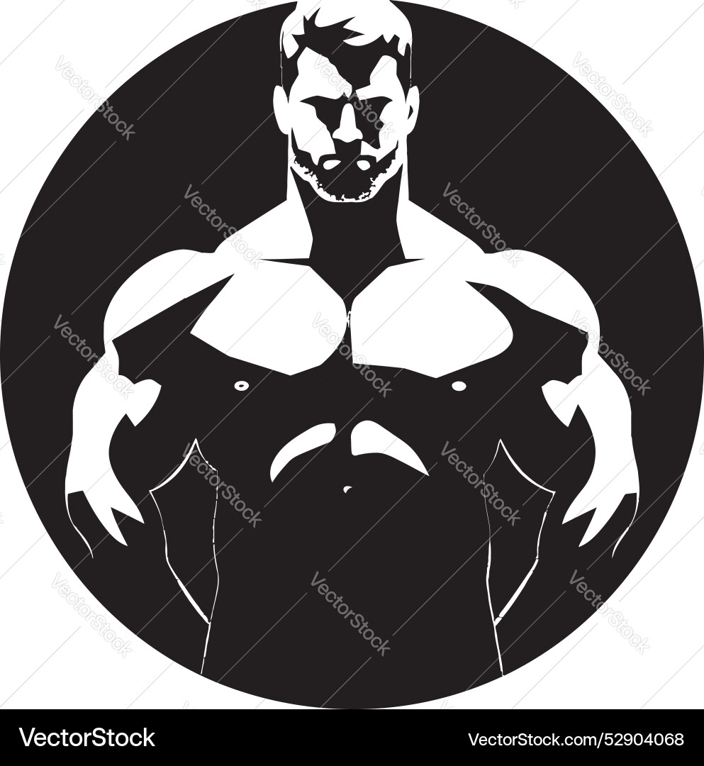 Bulging biceps monochrome artistry in flexing Vector Image