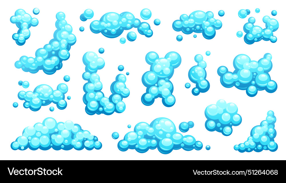 Cartoon soap foam soapy bubbles wet lather Vector Image