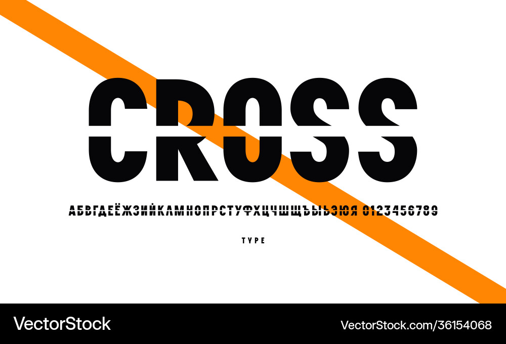 Cross out sans serif font Royalty Free Vector Image