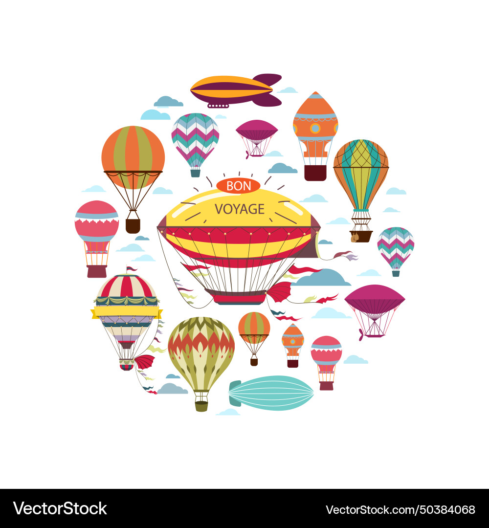 Flat air travel round concept Royalty Free Vector Image