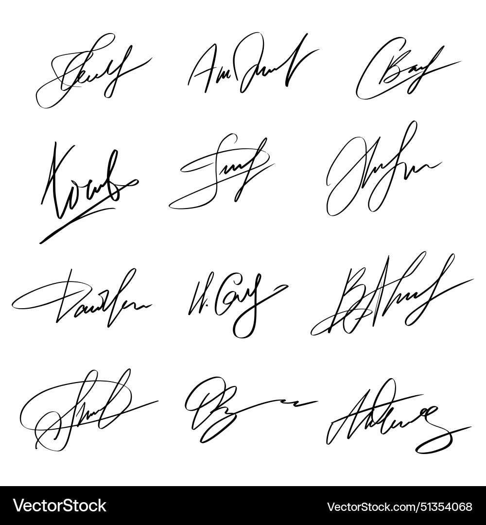 Handwriting autograph set personal fictitious Vector Image
