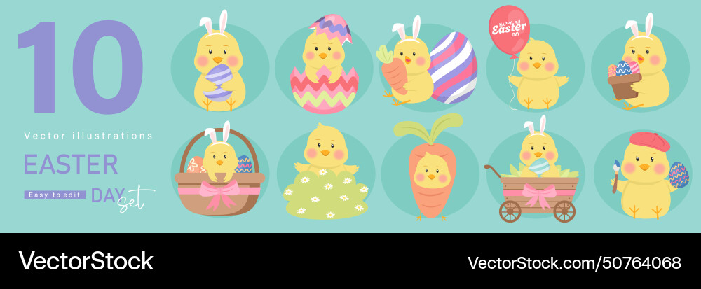Happy easter set designs for spring holidays Vector Image
