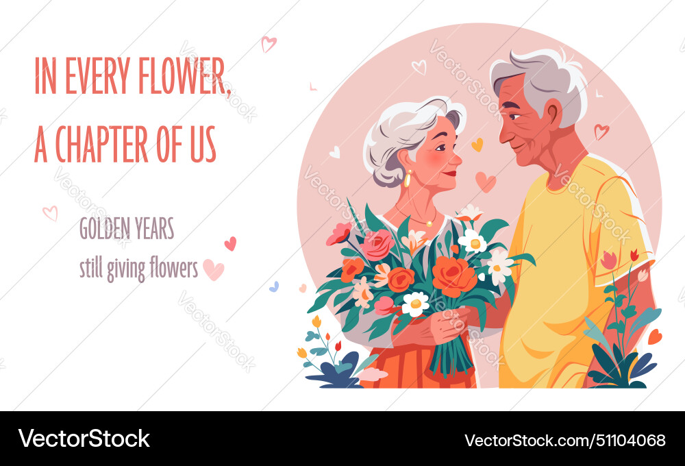 Happy old couple flat Royalty Free Vector Image