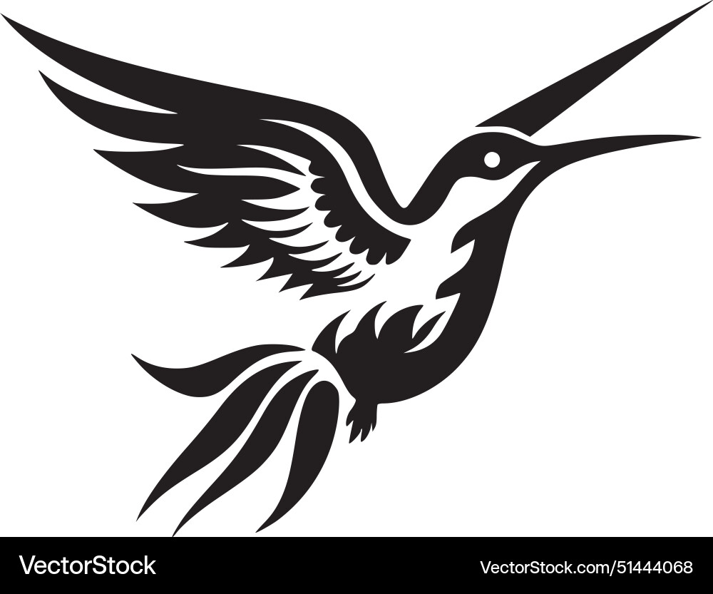 Hummingbird - black and white Royalty Free Vector Image