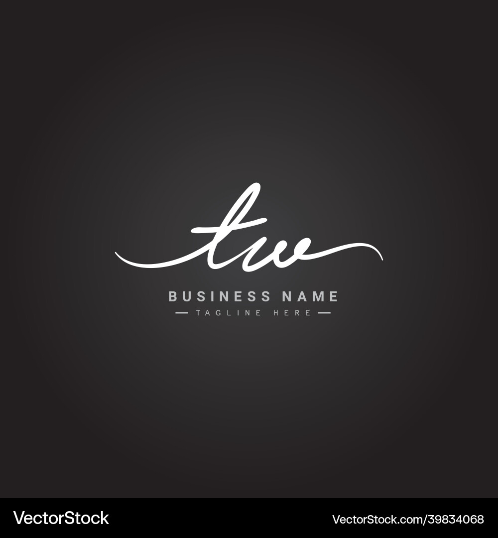 Initial letter tw logo handwritten signature Vector Image