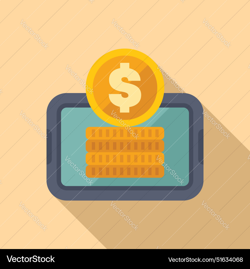 Mobile banking app showing stack of golden coins Vector Image