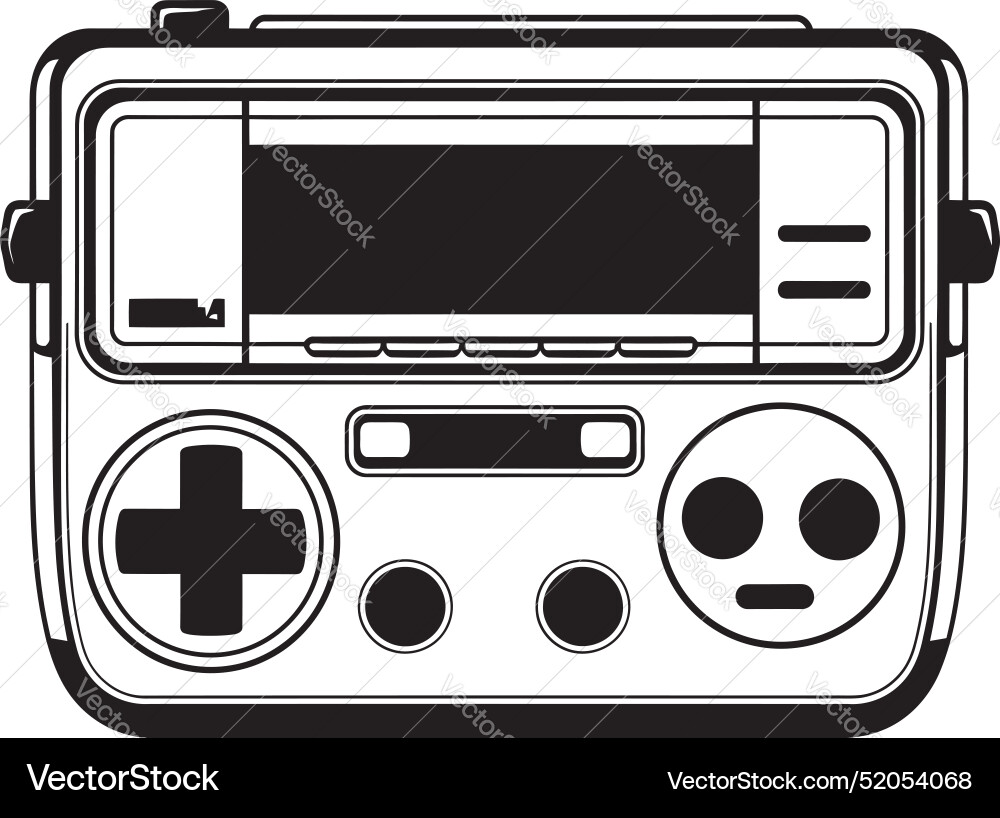 Old school gaming fun portable console emblem Vector Image