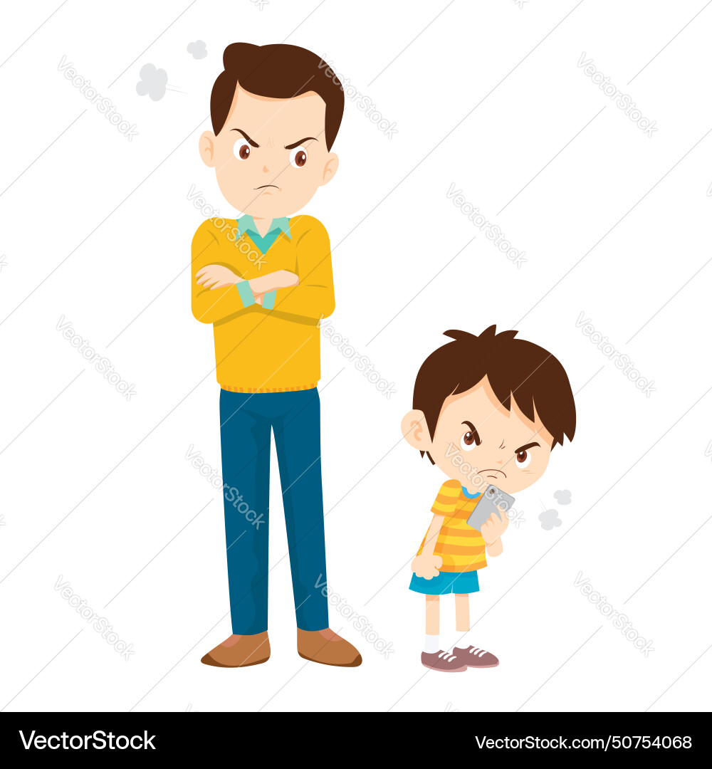 Parent angry to kid addicted phone Royalty Free Vector Image