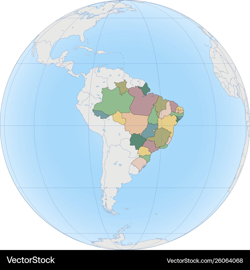 South america with brazil on globe Royalty Free Vector Image