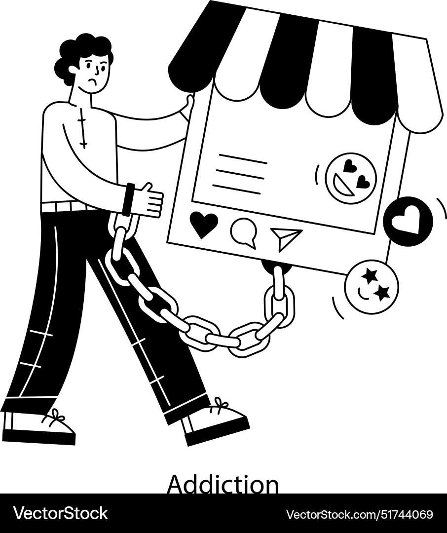 An editable linear mini of addiction Royalty Free Vector