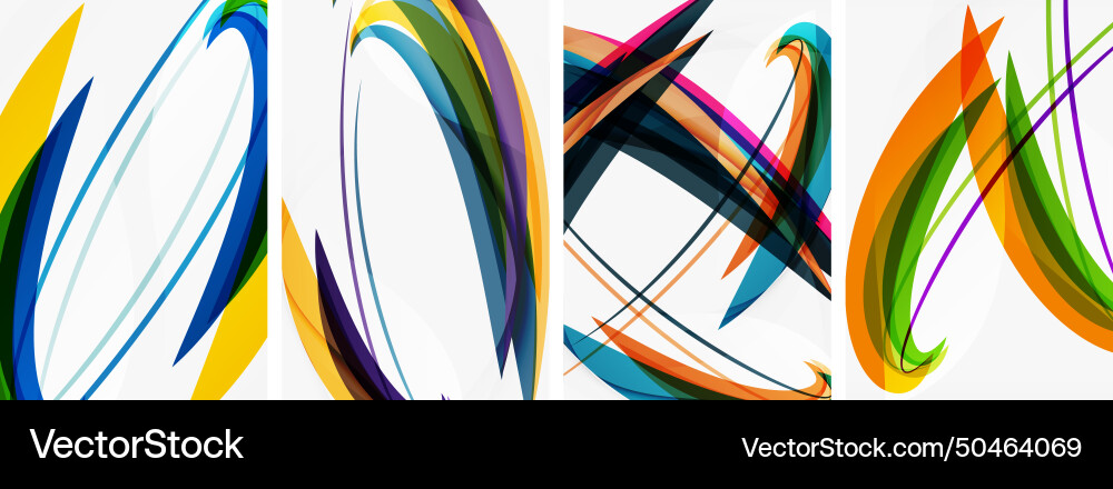 Colorful wave lines poster set for wallpaper Vector Image