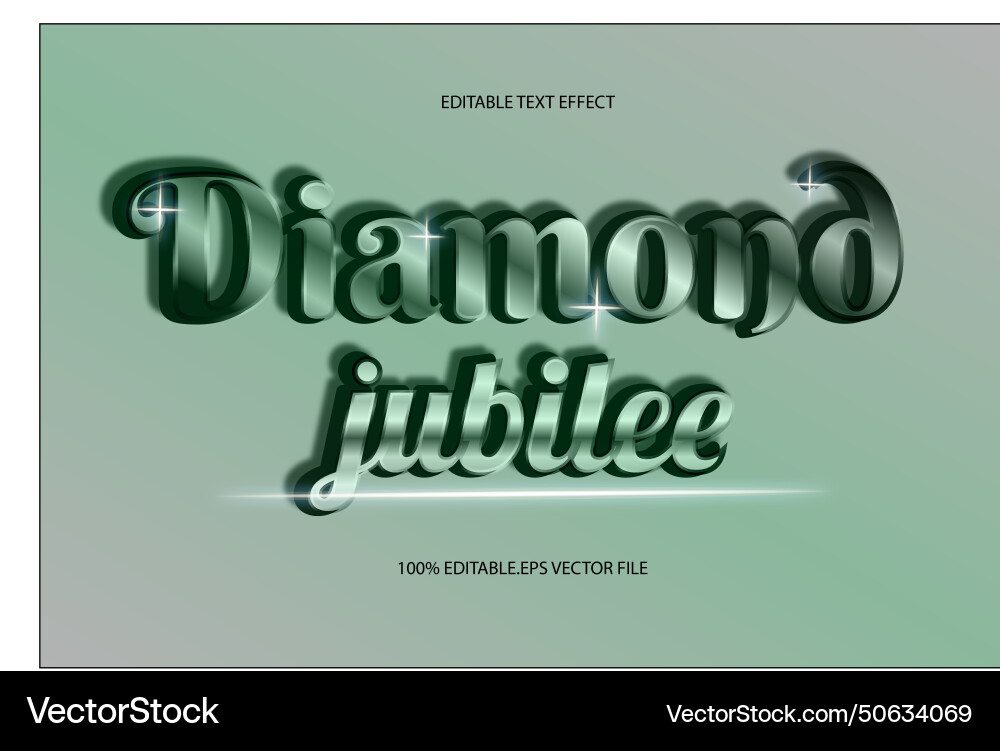 Diamond jubilee editable text effect 3d emboss Vector Image
