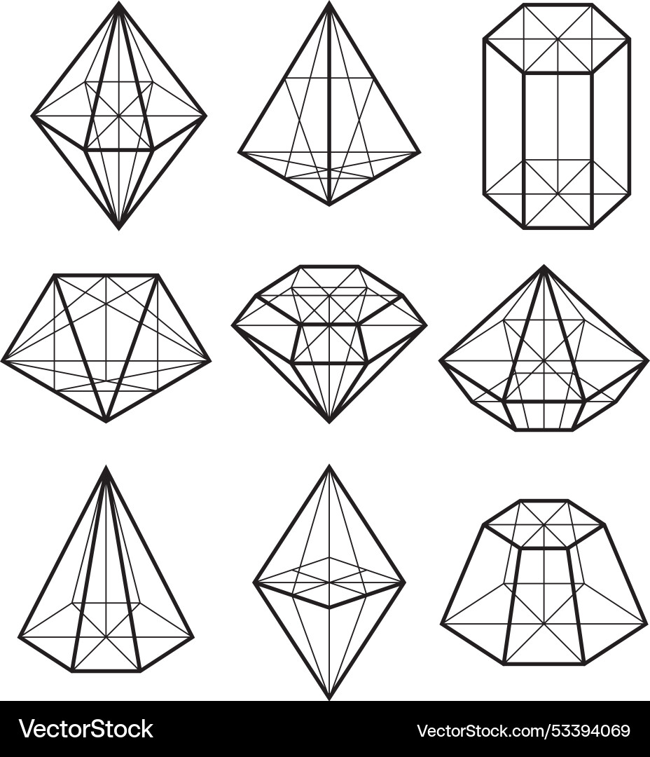 Drawings of different shapes set geometric Vector Image