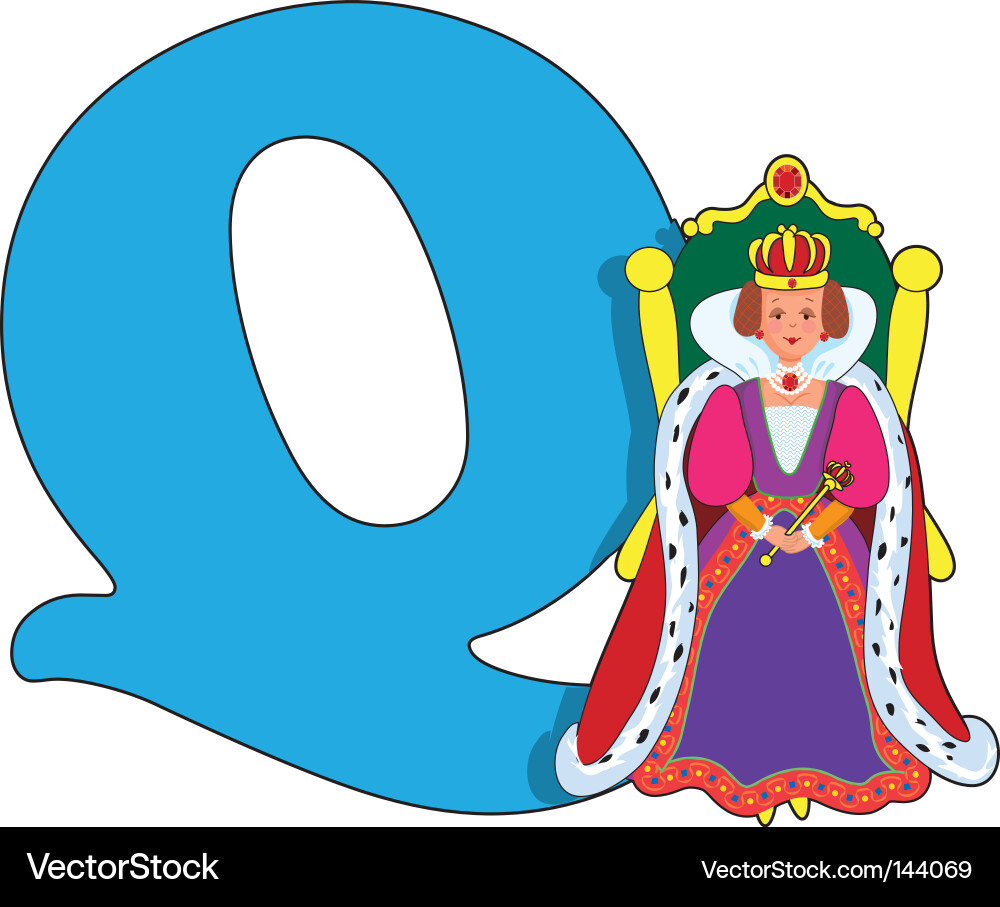 Q is for queen Royalty Free Vector Image - VectorStock