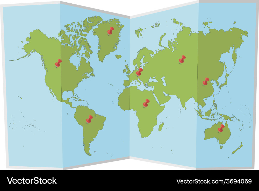 World map with pins Royalty Free Vector Image - VectorStock