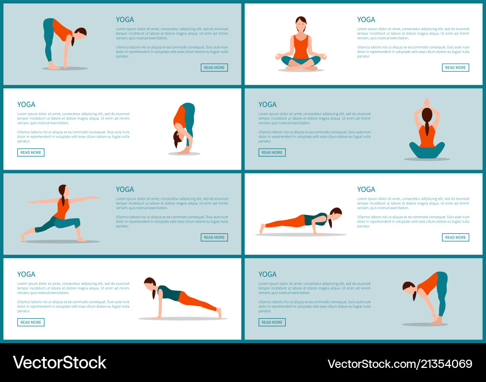 Yoga exercises web pages set Royalty Free Vector Image