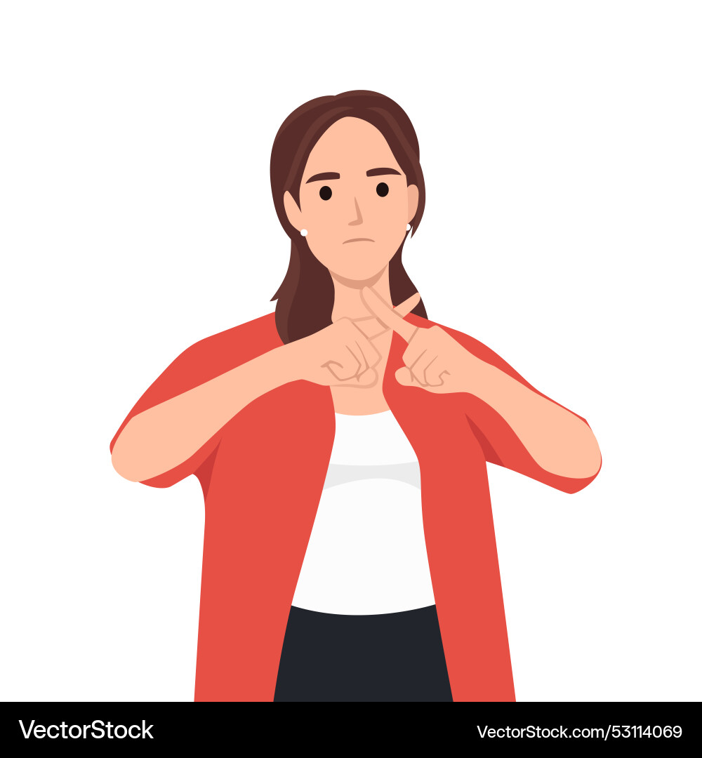 Young woman with rejection expression crossing Vector Image