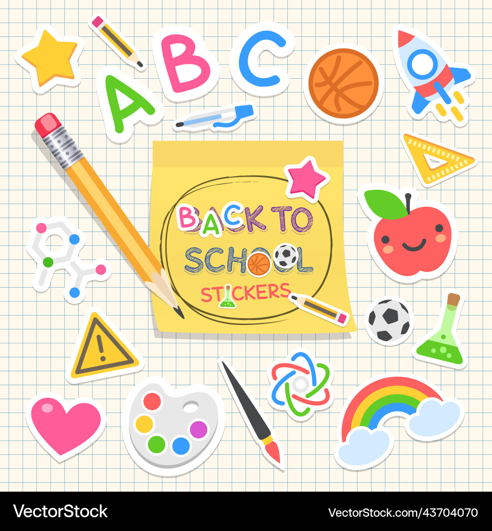 Back to school stickers set Royalty Free Vector Image