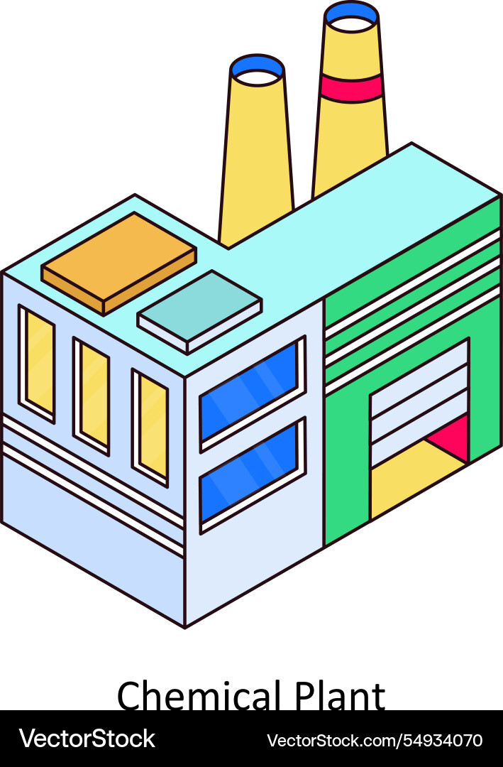 Chemical plant isometric filled Royalty Free Vector Image