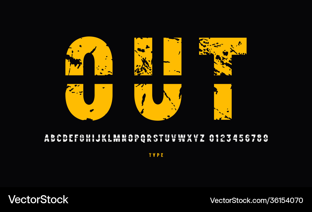 Cross out sans serif font Royalty Free Vector Image