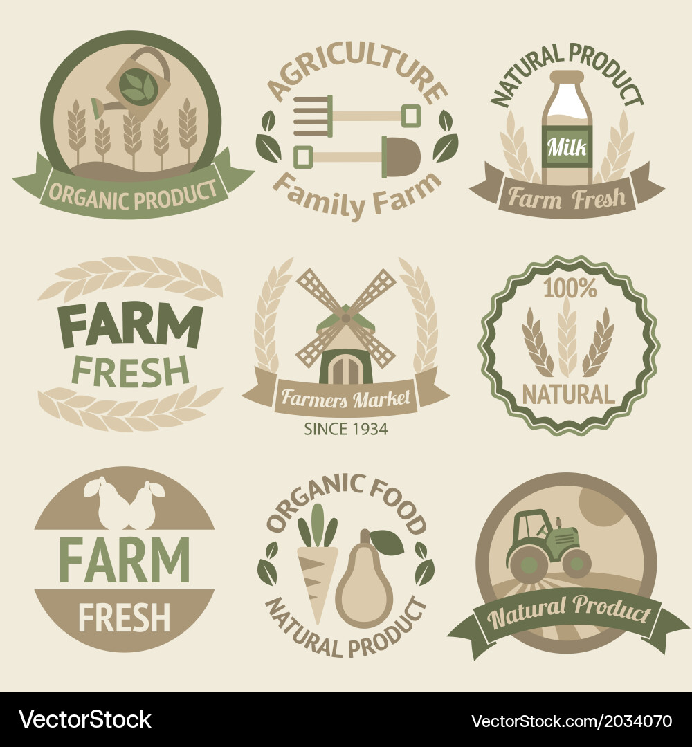 Farm & Agriculture Labels Royalty Free Vector Image