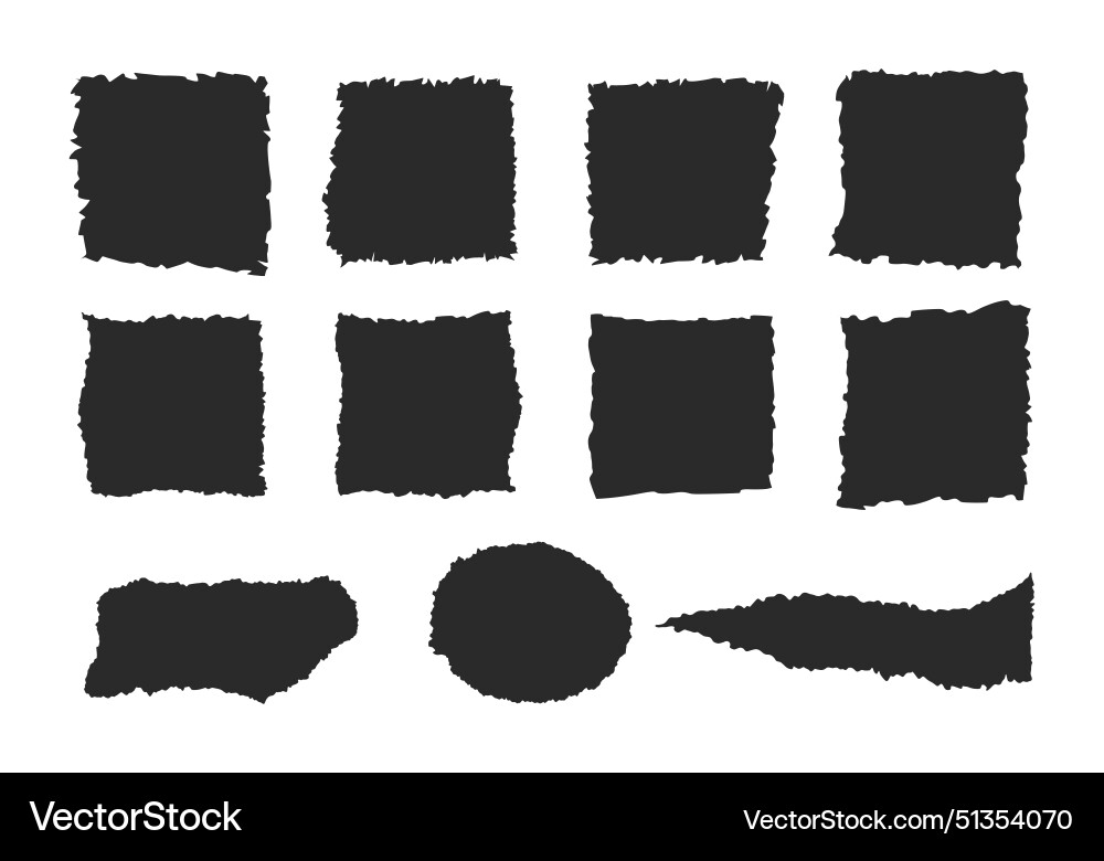 Jagged torn paper set black shape ripper Vector Image