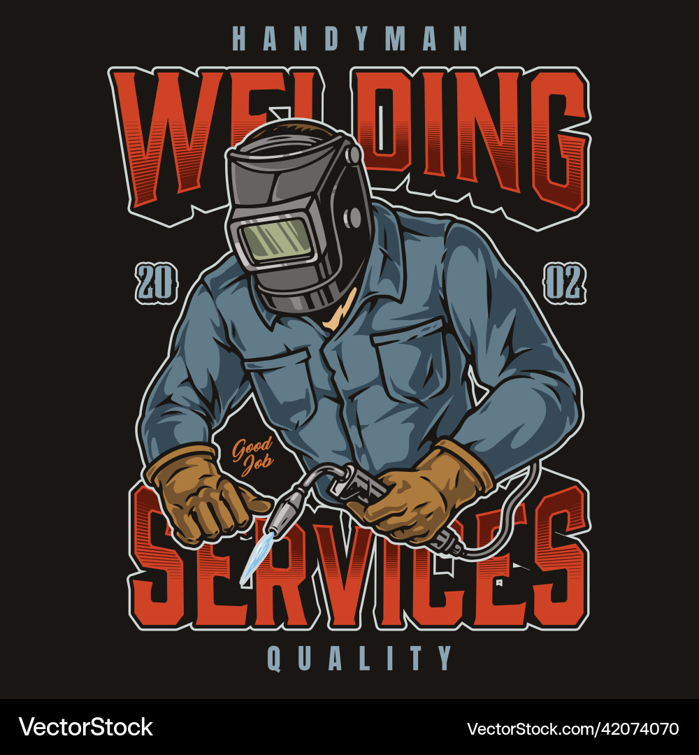 Metalworker with torch colorful patch Royalty Free Vector