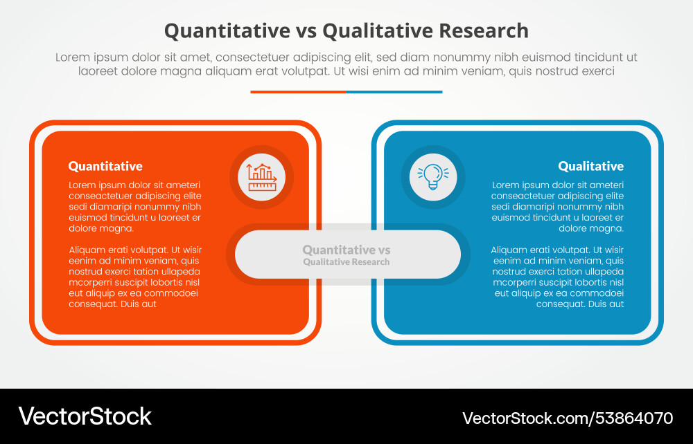 Quantitative vs qualitative research data Vector Image