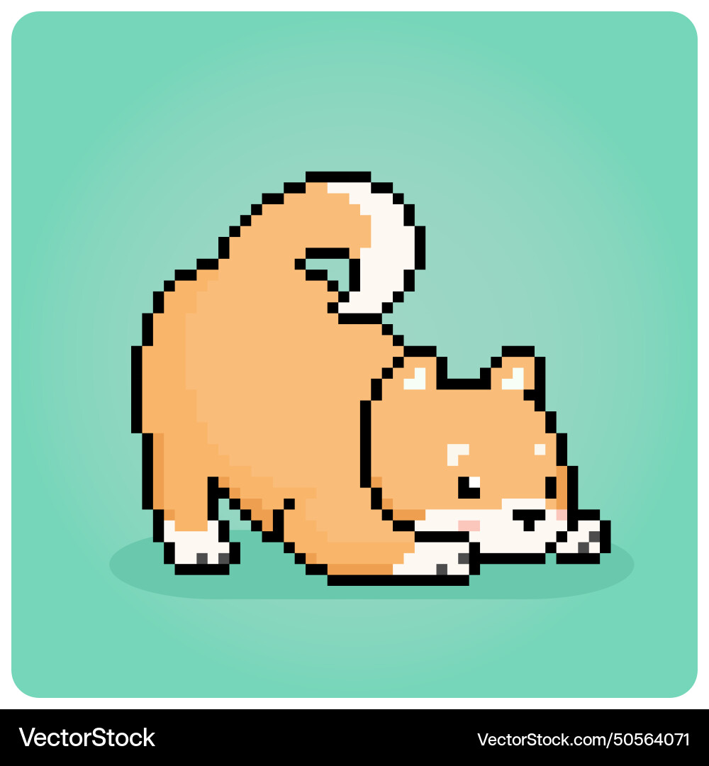 8 bit pixels shiba inu dog animal Royalty Free Vector Image