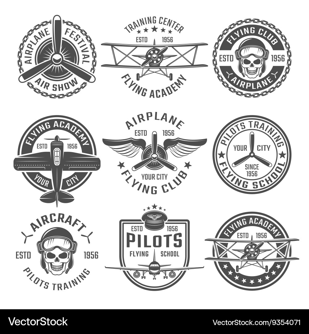Airplane emblem set Royalty Free Vector Image - VectorStock