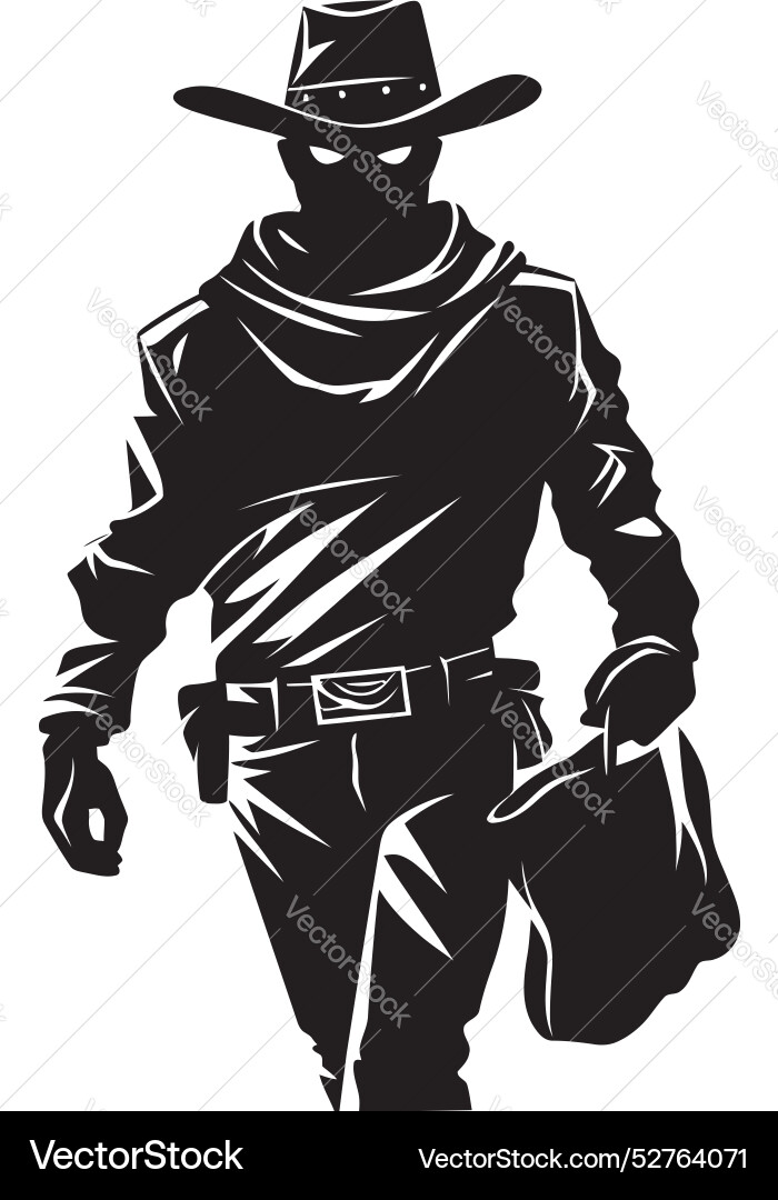 Desperado delight cartoon cowboy robber emblem Vector Image