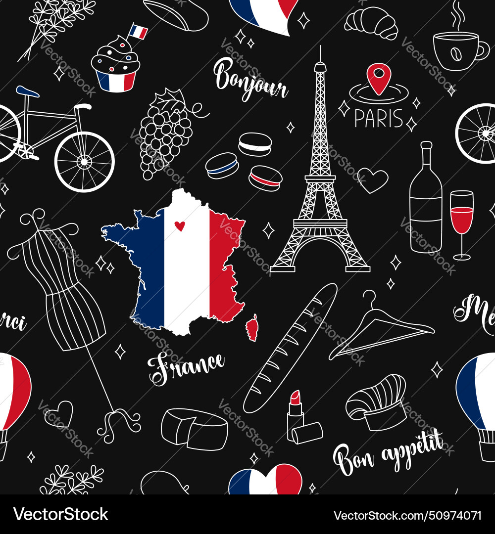 France pattern seamless background cute Royalty Free Vector