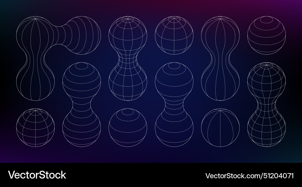 Memphis style abstract circle connected spheres Vector Image