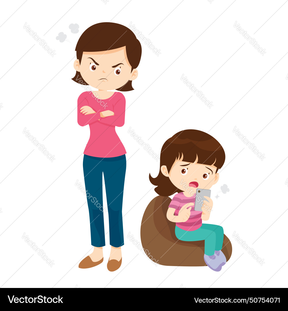 Parent angry to kid addicted phone Royalty Free Vector Image
