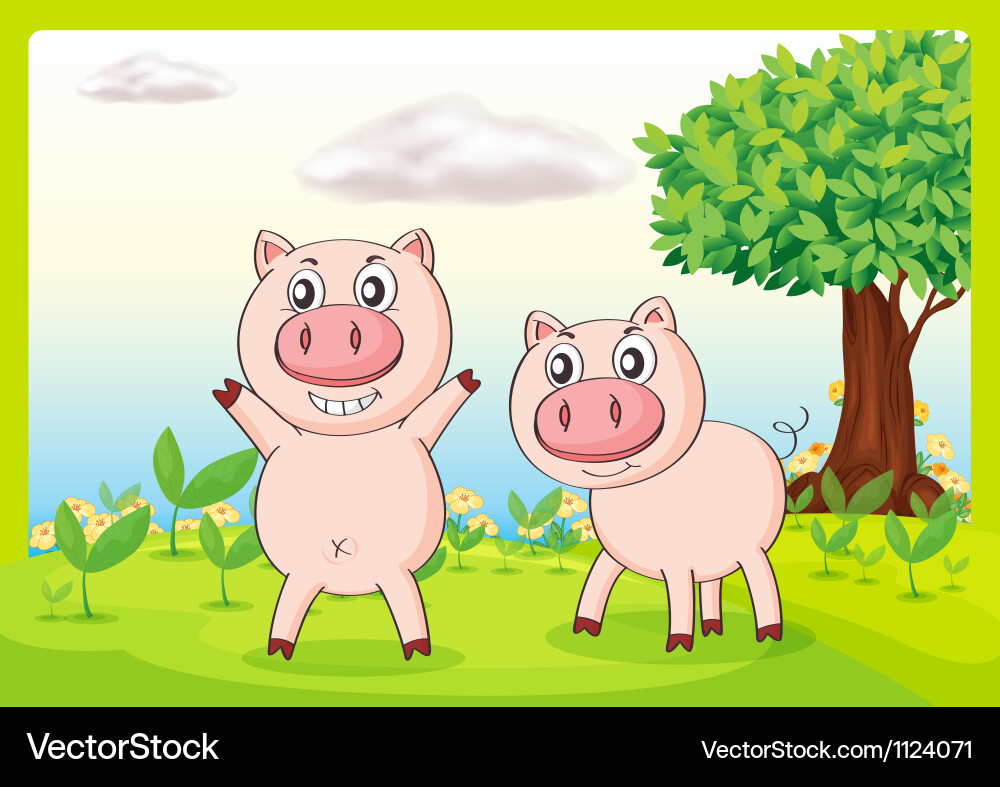 Smiling pigs Royalty Free Vector Image - VectorStock