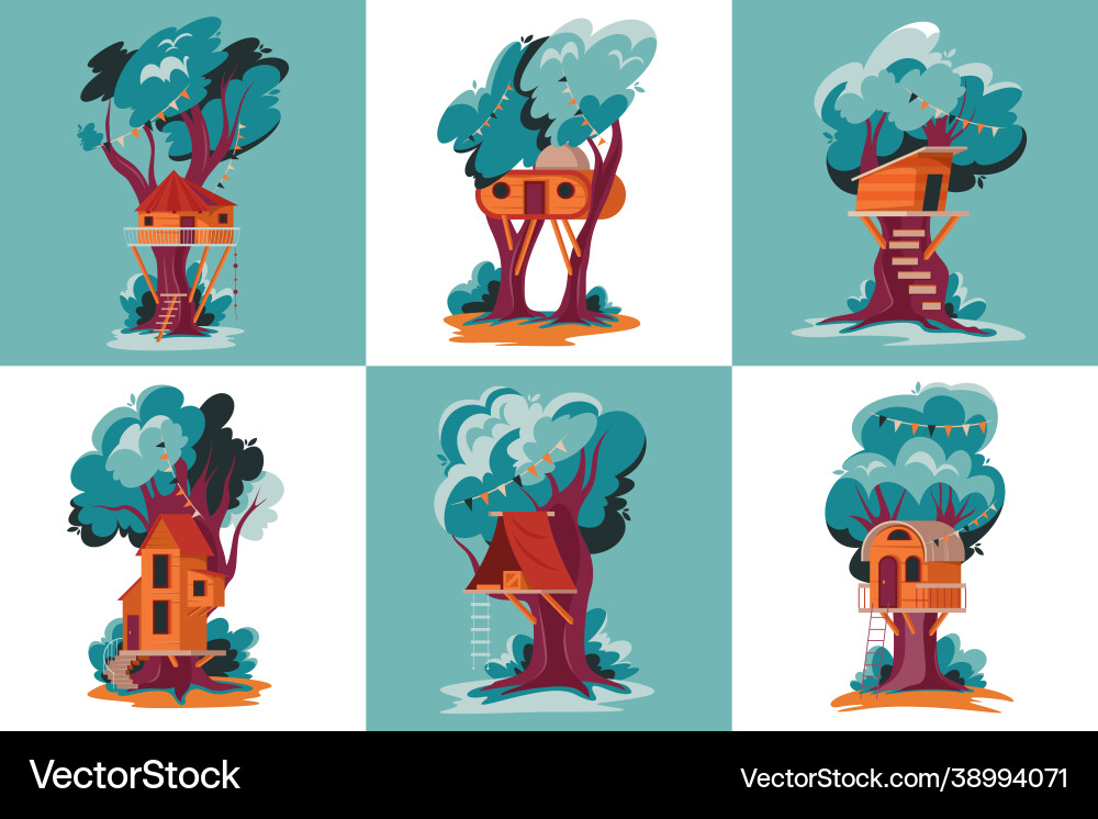 Tree house design concept Royalty Free Vector Image