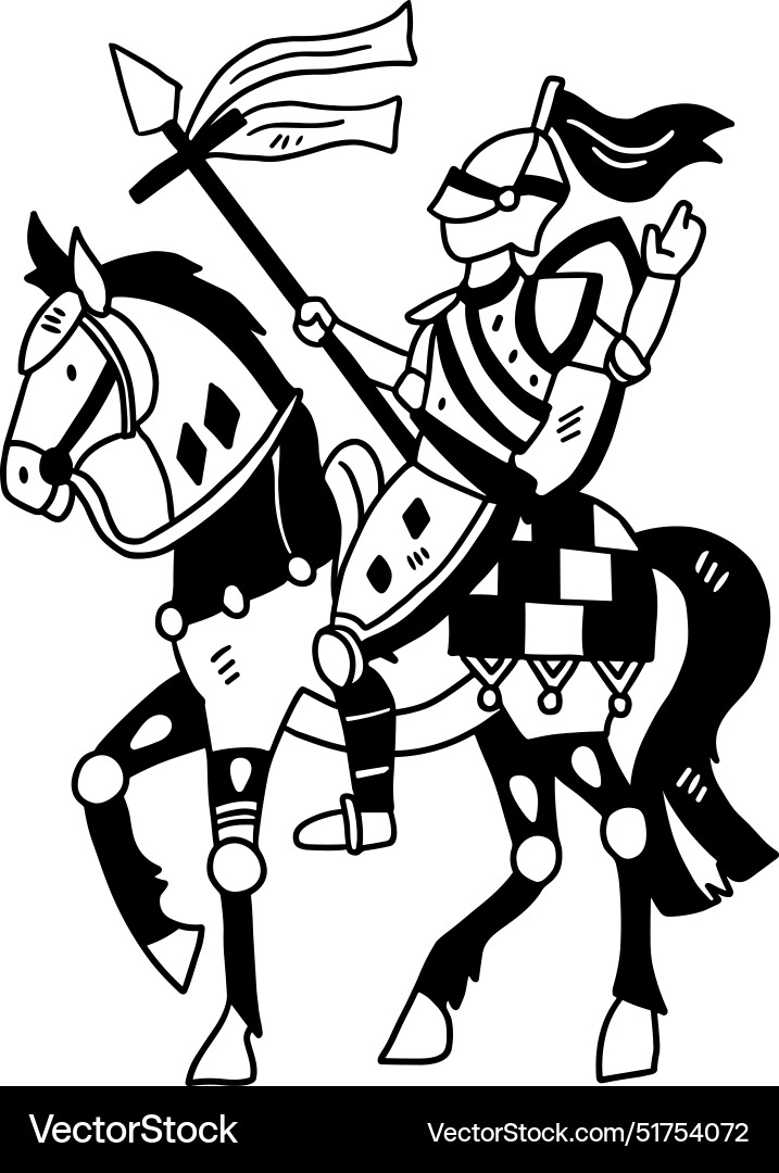 A knight on horseback is riding with shield Vector Image