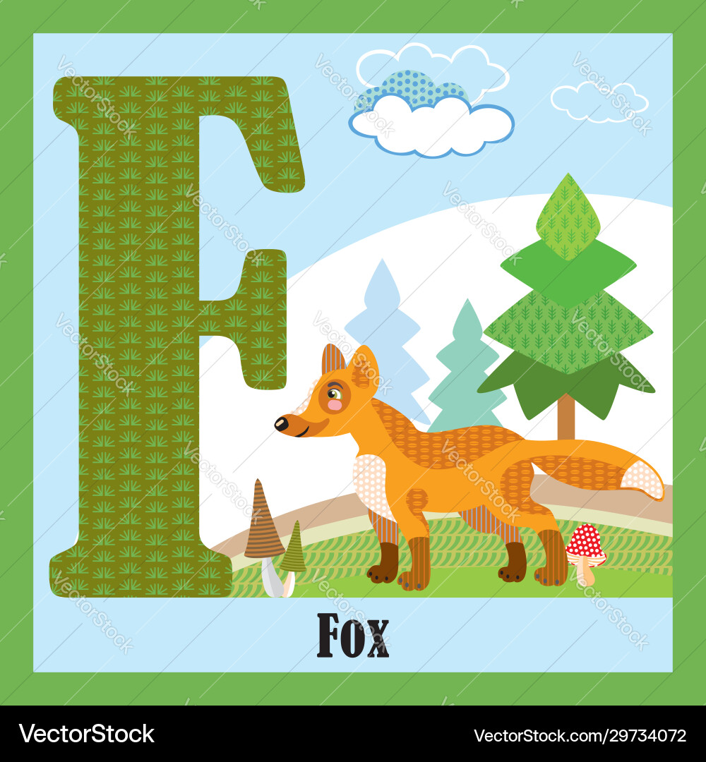 Animal alphabet f Royalty Free Vector Image - VectorStock
