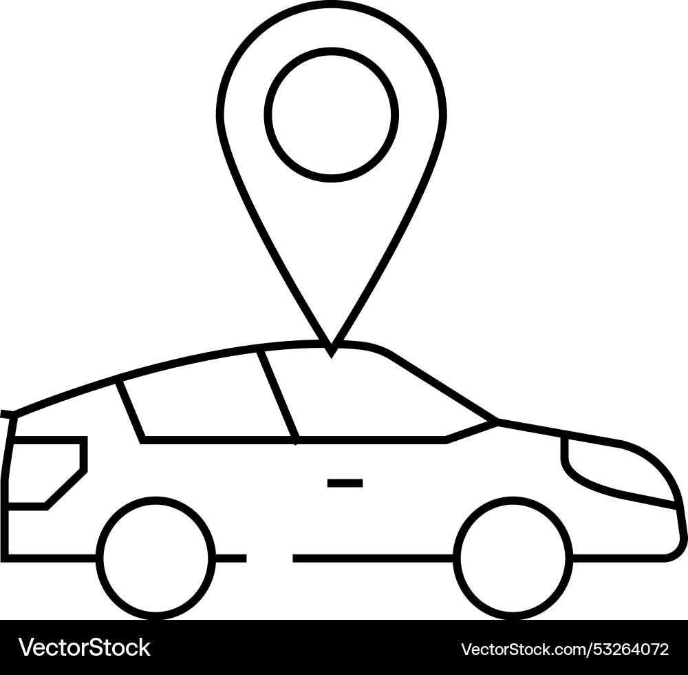Car map location line icon Royalty Free Vector Image